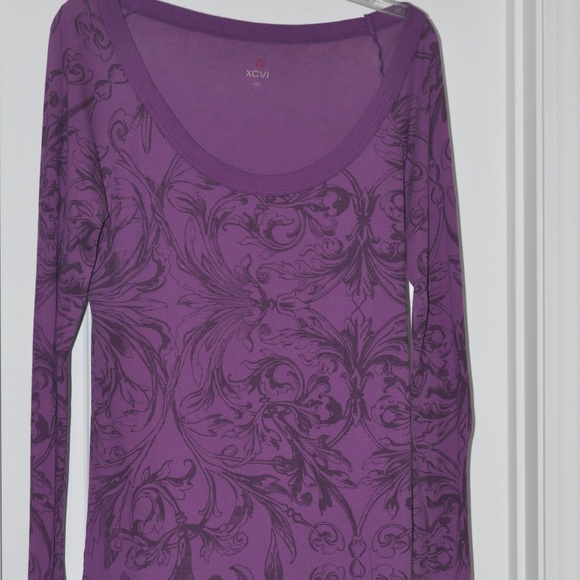 XCVI | Tops | Xcvi Purple Long Sleeve U Neck Top Size Xl | Poshmark